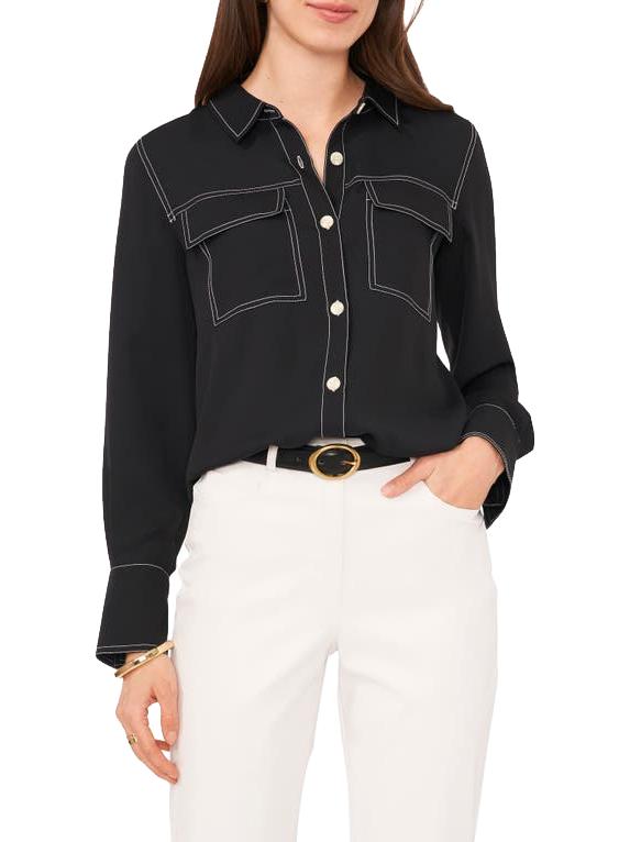 VINCE CAMUTO Vince Camuto Topstitch Utility Shirt